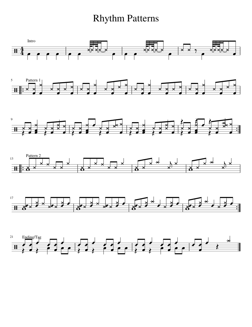 Rhythm Patterns Sheet music for Drum group (Solo) | Musescore.com