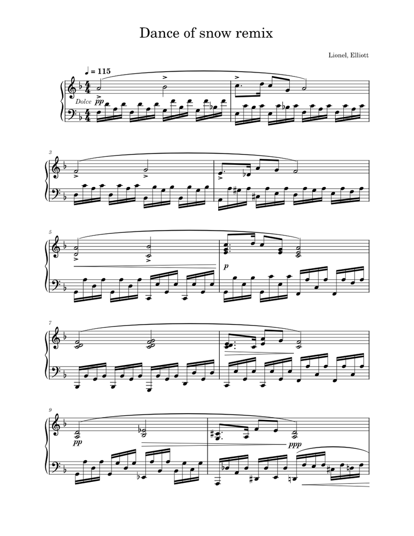 Dance Of Snow Remix by Lionel Yu, Elliott Sheet music for Piano (Solo ...