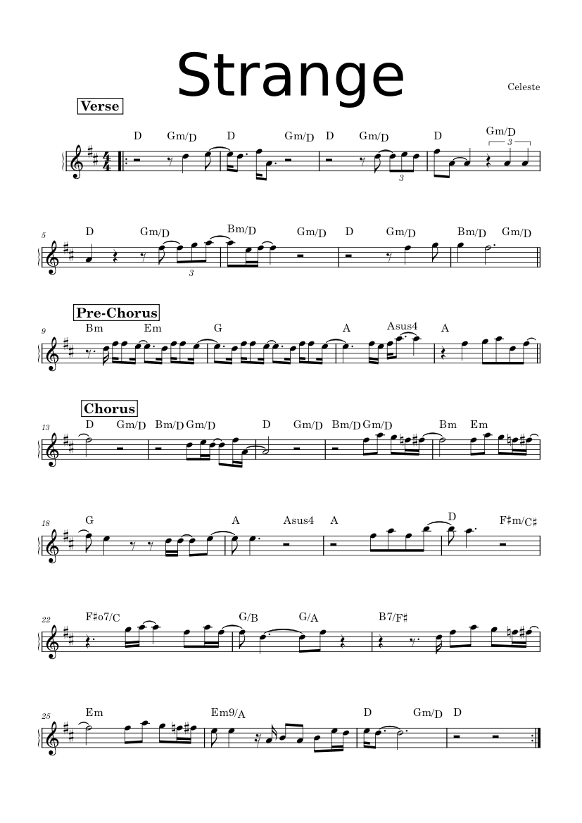 Strange – Celeste Sheet music for Piano (Solo) Easy | Musescore.com