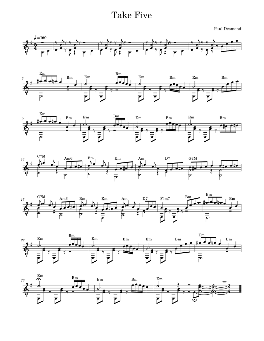 Take Five – Paul Desmond - piano tutorial