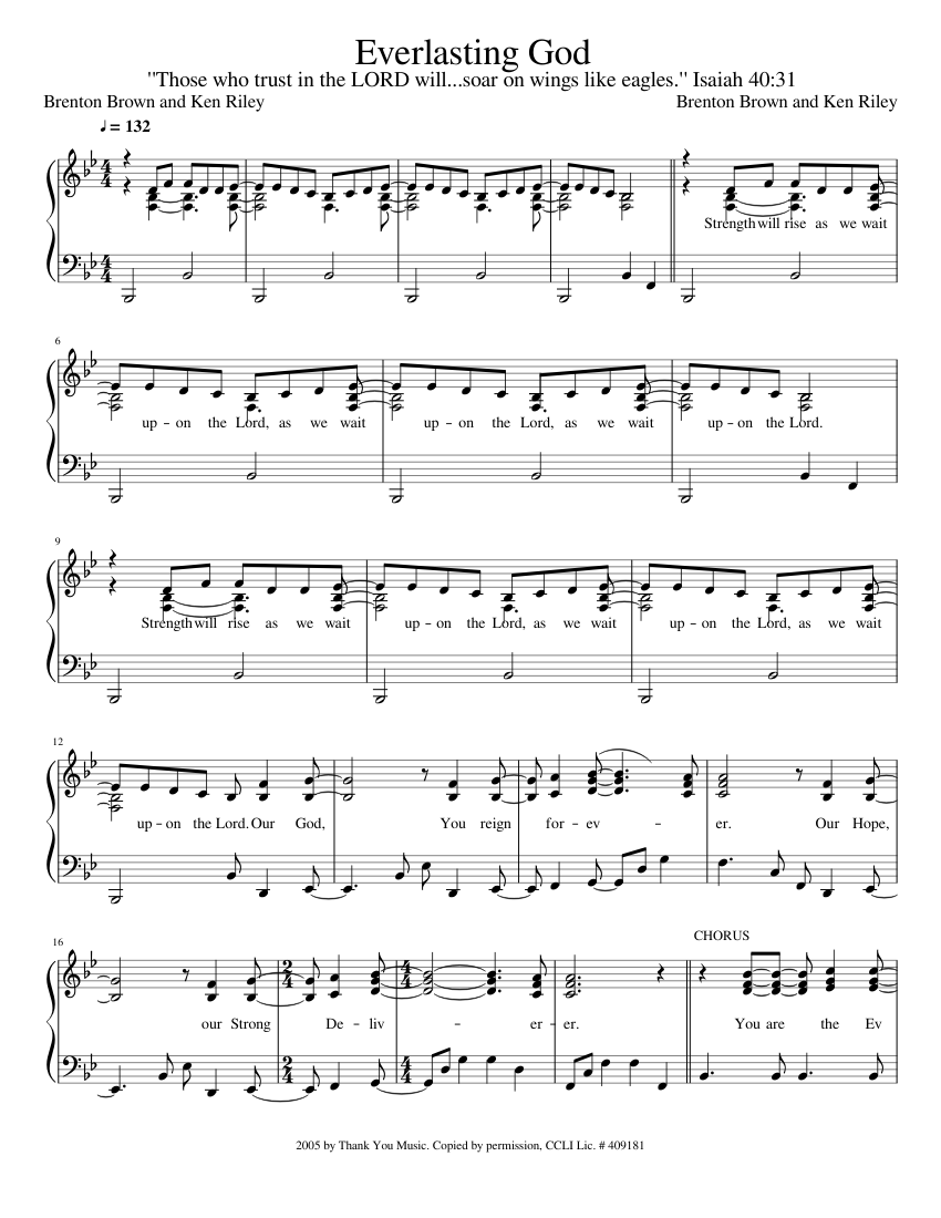 Everlasting God Sheet music for Piano (SATB) | Musescore.com