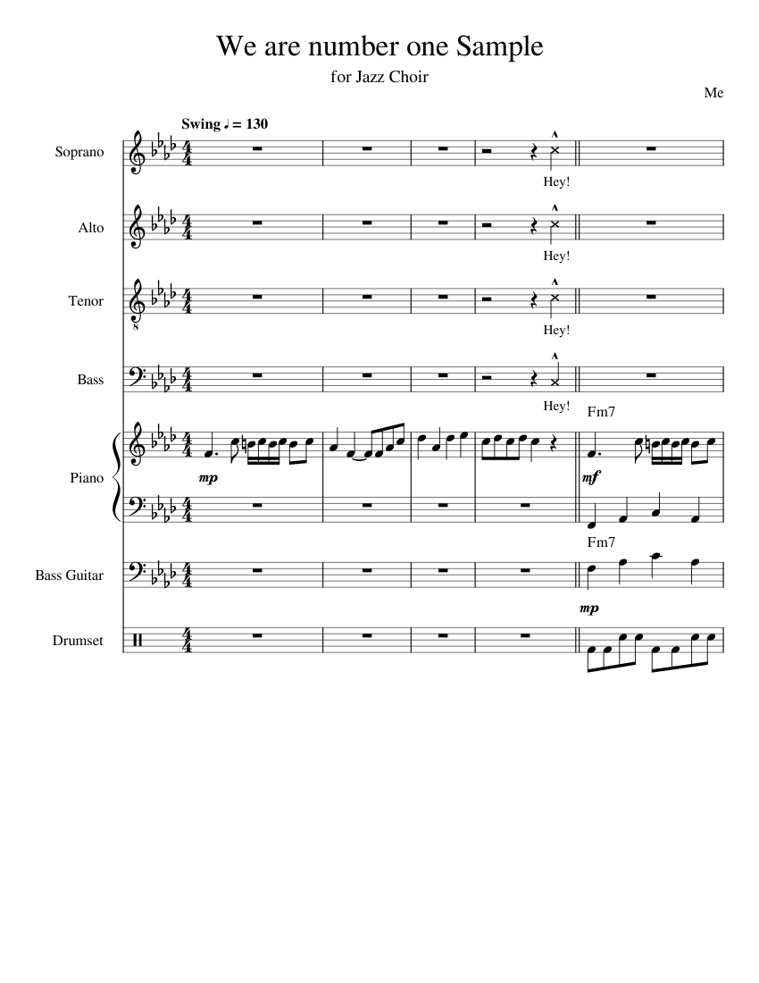 We are number one (Rough Draft Preview) Sheet music for Piano, Soprano, Alto, Tenor & more ...