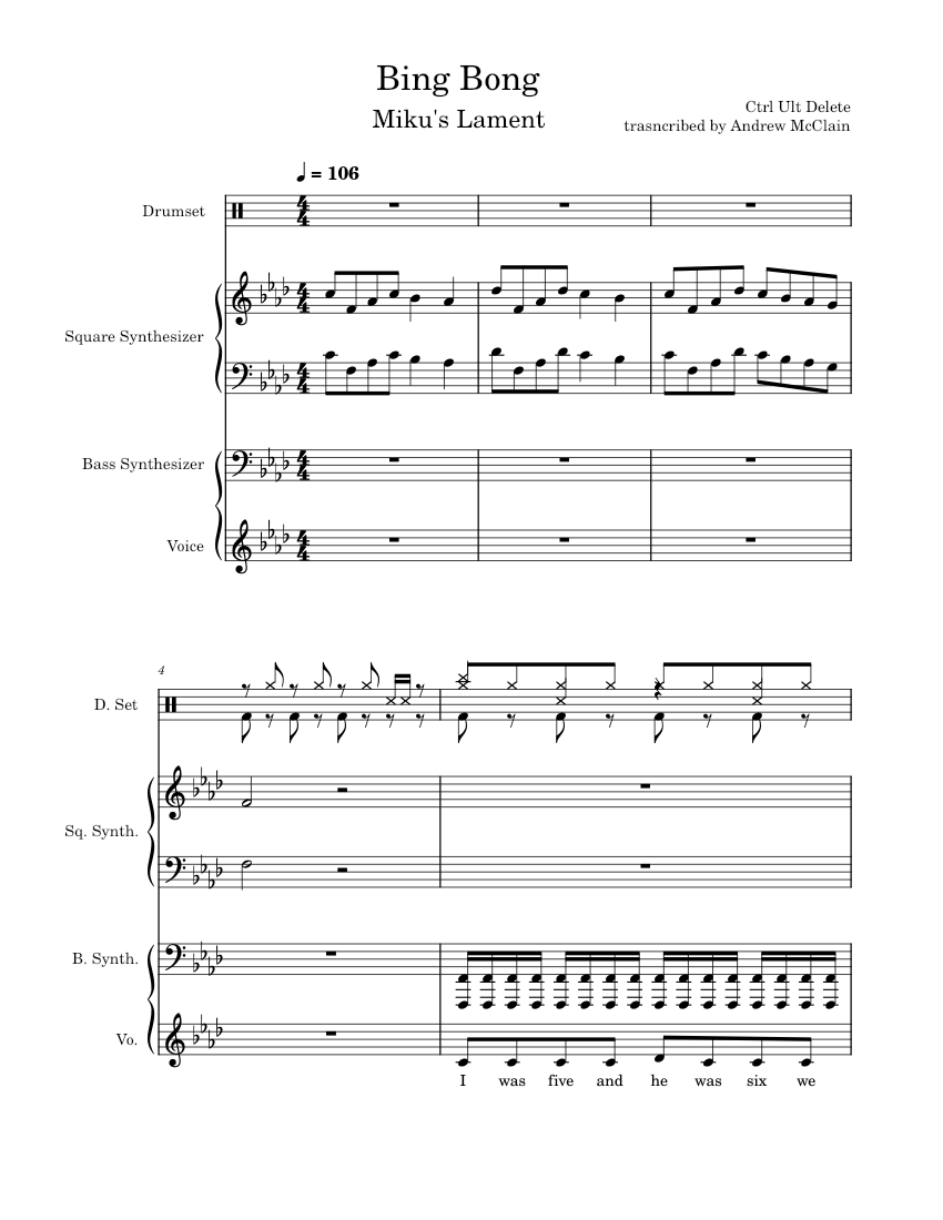 Bing Bong – CtrlUltDelete Miku's Lament (Bing Bong) Sheet music for ...