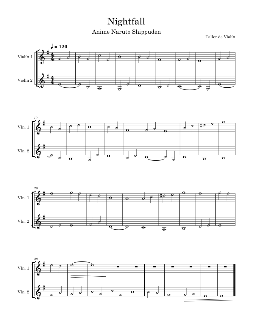 18. Nightfall Sheet music for Violin (String Duet) | Musescore.com