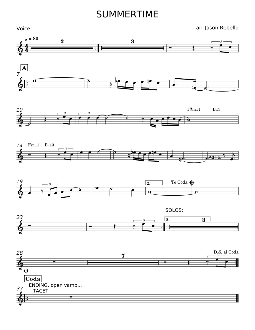 Summertime Sheet music for Piano (Solo) Easy | Musescore.com
