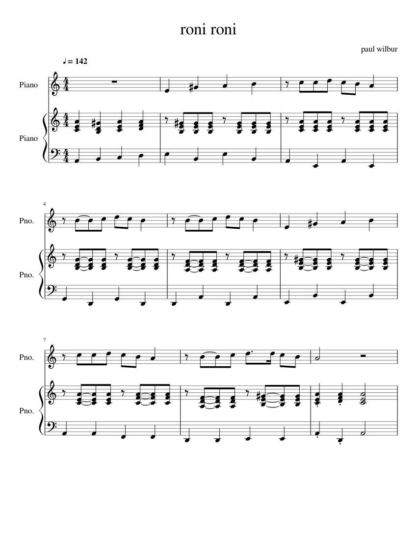Roni roni Sheet music for Piano (Piano Duo) | Musescore.com