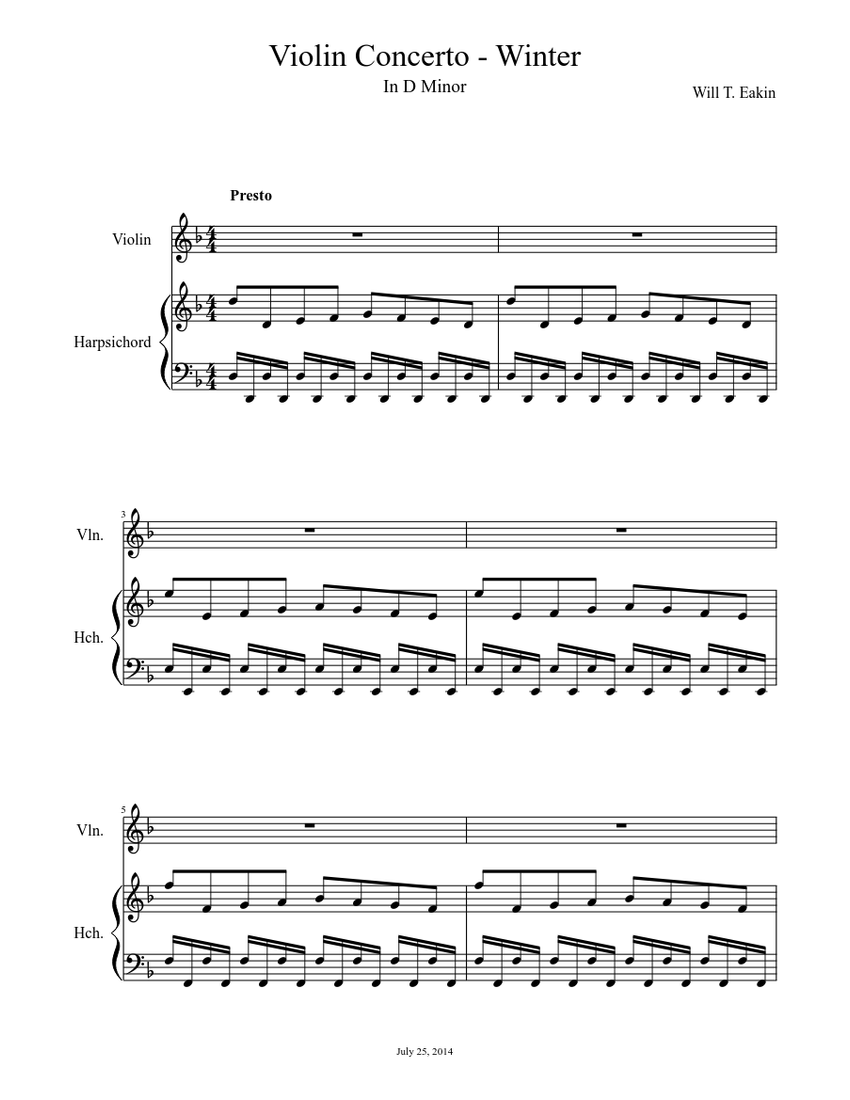 Violin Concerto - Winter Sheet music for Harpsichord, Violin (Mixed ...