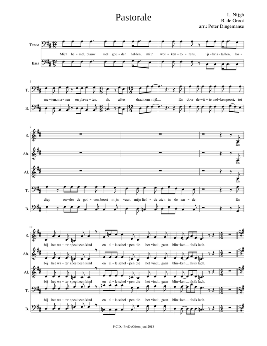 Pastorale Sheet music for Piano, Bass guitar (Mixed Duet) | Musescore.com