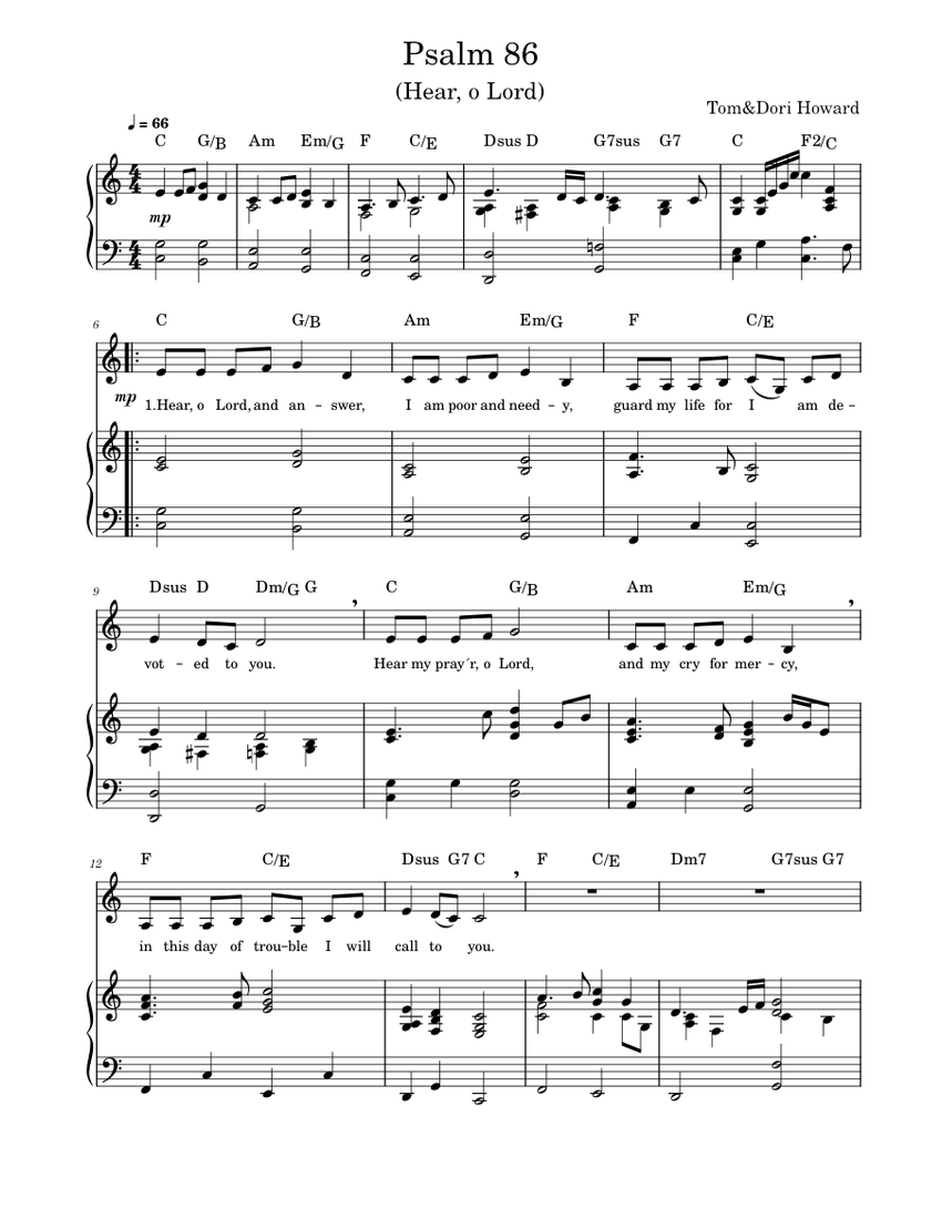 Psalm 86 (Hear, o Lord) – Tom & Dori Howard Sheet music for Piano ...
