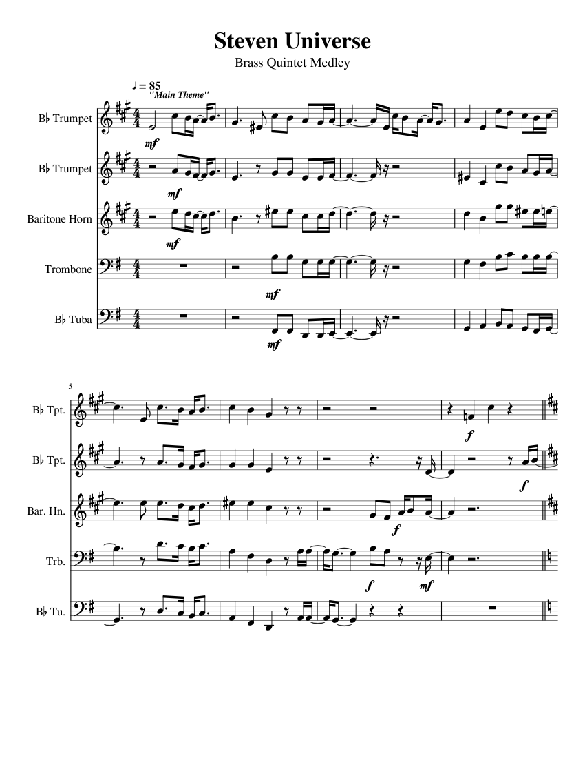 Steven Universe Sheet music for Trombone, Tuba, Trumpet in b-flat ...