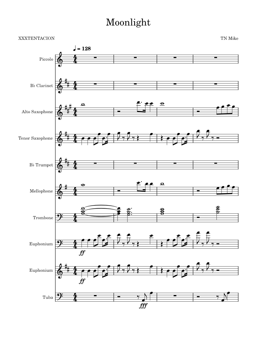 Moonlight – XXXTENTACION - SU Version Sheet music for Trombone ...