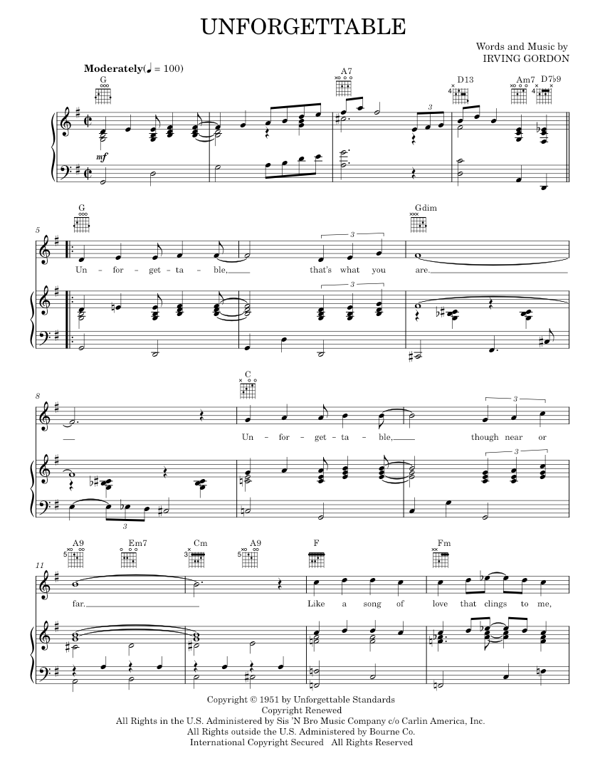 Play Official version of Unforgettable Sheet Music by Dinah Washington ...