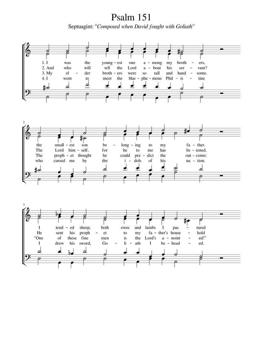 Psalm 151 Sheet music for Organ (Solo) | Download and print in PDF or MIDI free sheet music with ...