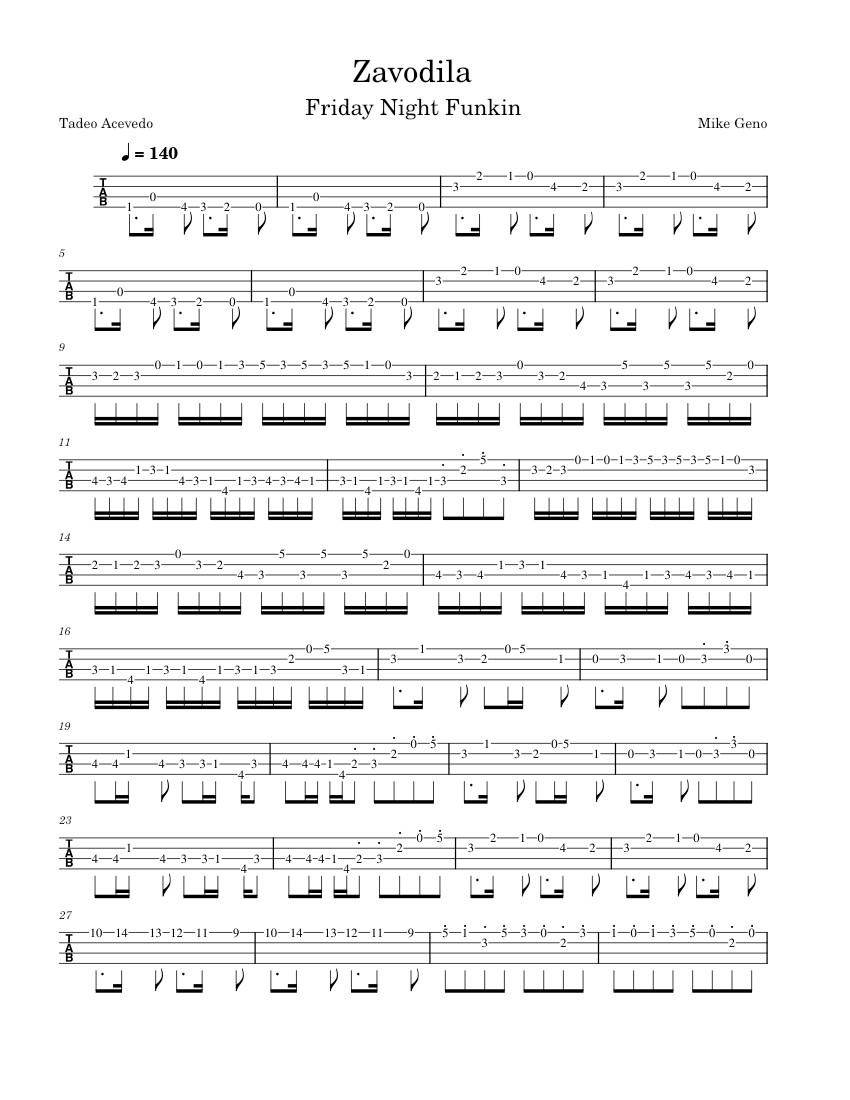 Zavodila – Mike Geno Sheet music for Bass guitar (Solo) | Musescore.com