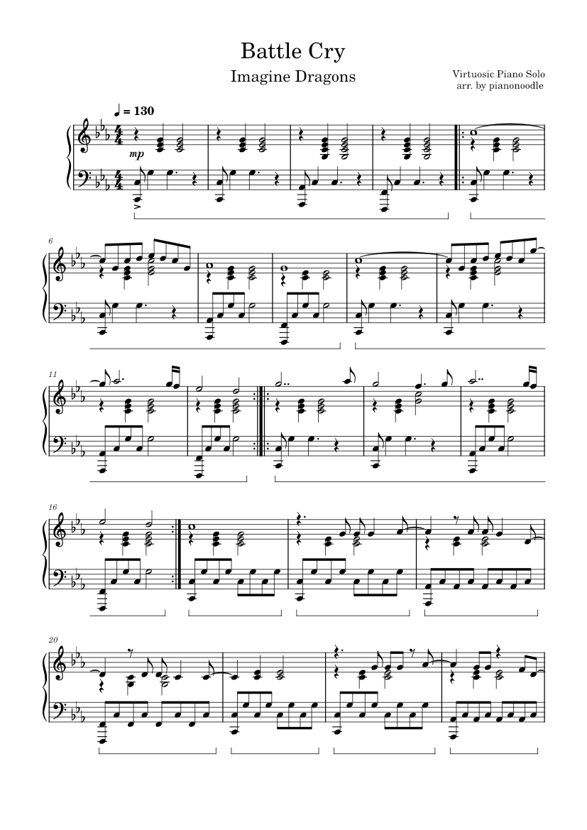 Battle cry – Imagine Dragons Sheet Music for Piano (Solo) | MuseScore.com