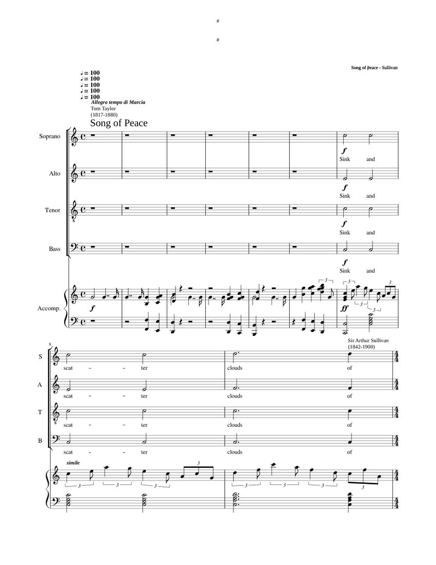 Song of Peace - Arthur Sullivan Sheet music for Bass guitar (Solo ...