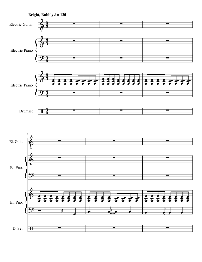 Sunny Day Sheet music for Piano, Guitar, Drum group (Mixed Quartet ...