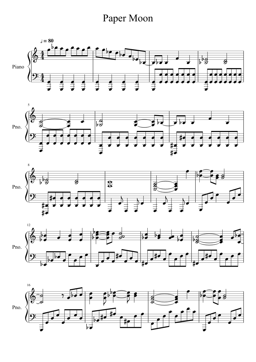 Paper Moon Sheet Music for Piano (Solo) | MuseScore.com