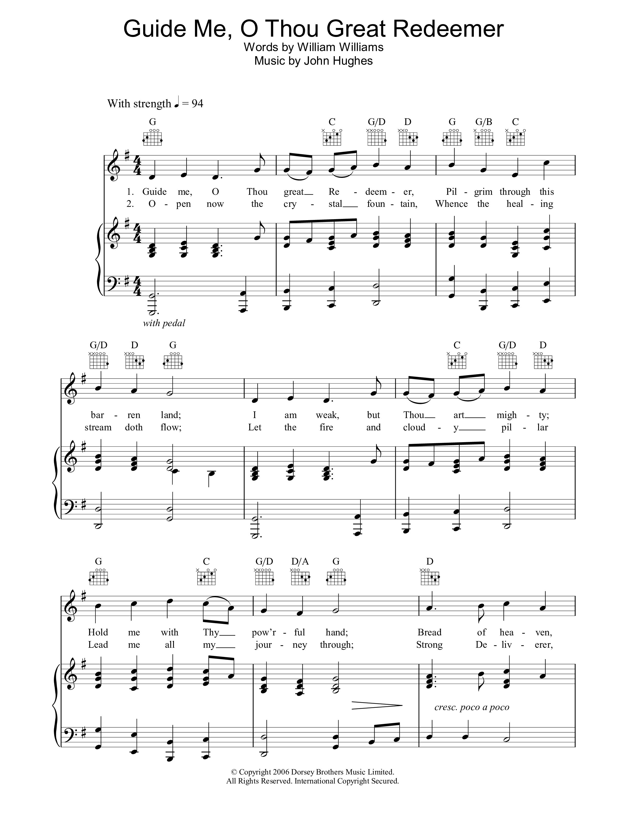 Play Official version of Guide me, O Thou great Jehovah Sheet Music by ...