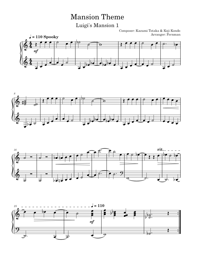 Luigi's Mansion Main Theme – Kazumi Totaka Luigi's Mansion - Mansion ...