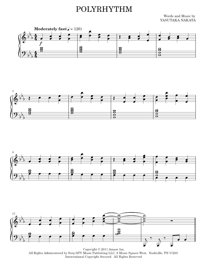 Polyrhythm Sheet music for Piano by Michael Giacchino Official ...