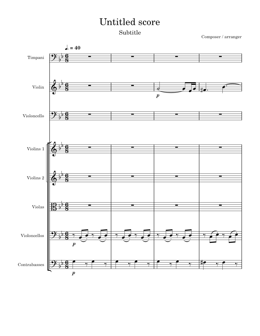Sinister Royal Theme – Gandandulo Sheet music for Timpani, Violin, Cello, Strings group (Mixed ...