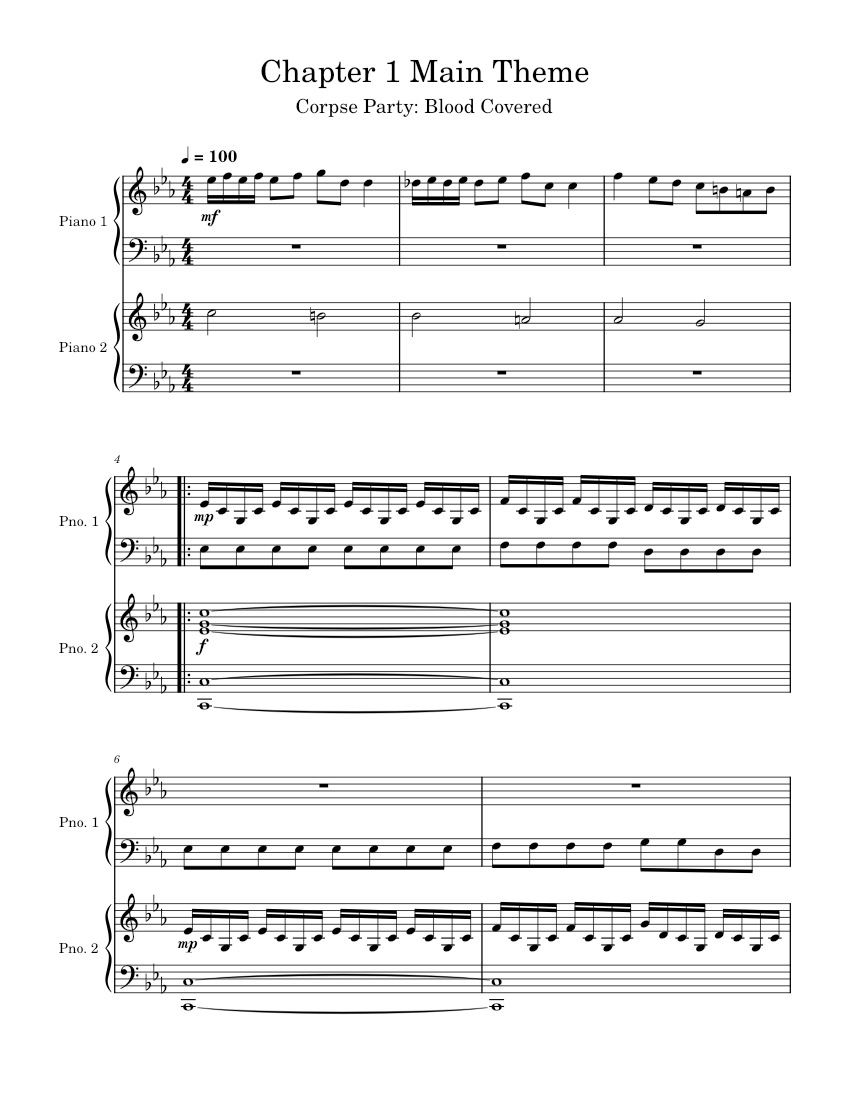 Chapter 1 Main Theme – Corpse Party OST Sheet music for Piano (Piano ...
