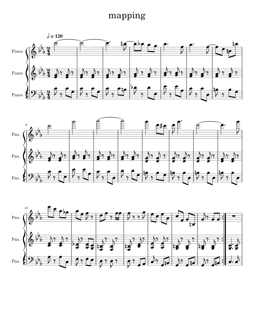 mapping (singalong) Sheet music for Piano (Mixed Trio) | Musescore.com