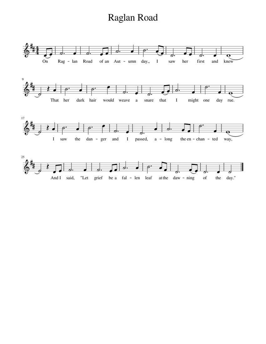 Raglan Road Sheet music for Flute (Solo) | Musescore.com