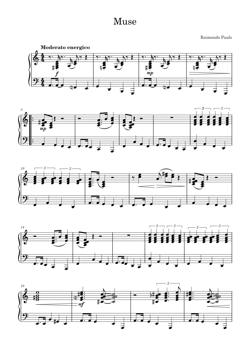 Muse (Муза) – Raimonds Pauls Sheet music for Piano (Solo) | Musescore.com