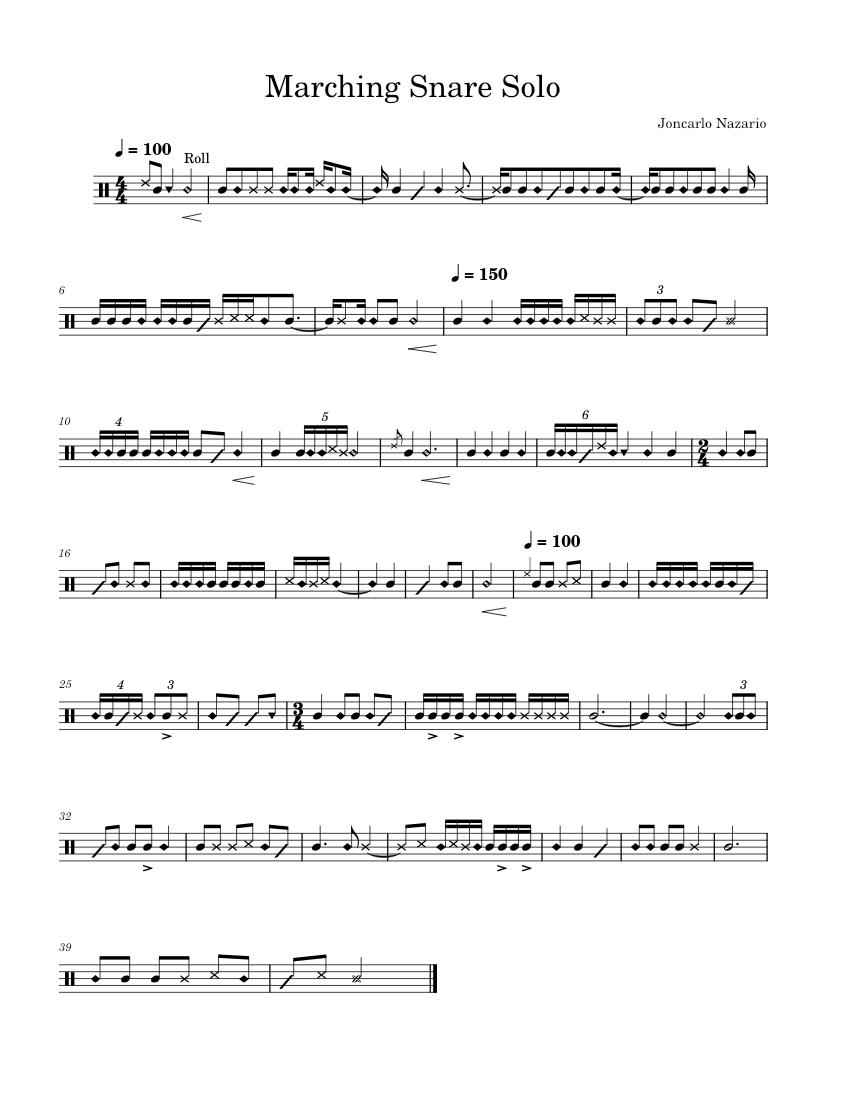 Marching Snare Solo Sheet music for Snare drum (Solo) | Musescore.com