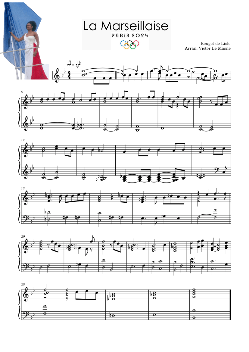 Marseillaise – Rouget de Lisle Victor Le Masne JO 2024 Paris Sheet ...