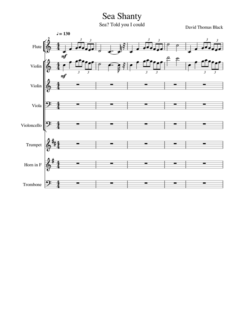 Sea Shanty Sheet music for Trombone, Flute, French horn, Violin & more ...