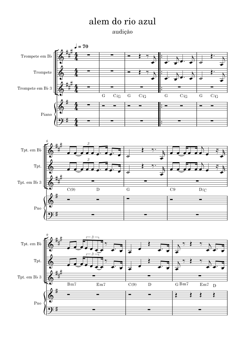Alem do Rio Azul Sheet Music for Piano, Trumpet other (Piano Duo) | MuseScore.com
