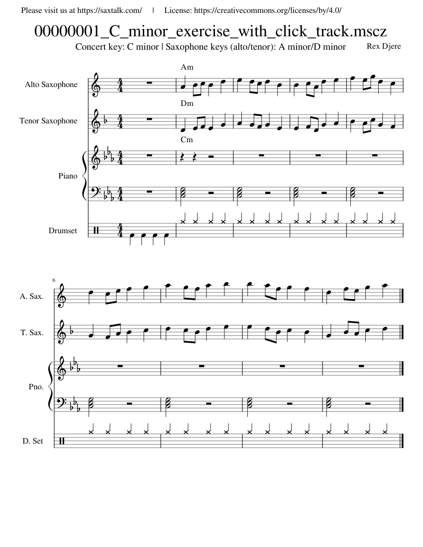 00000001 C minor exercise with click track Sheet music for Piano ...