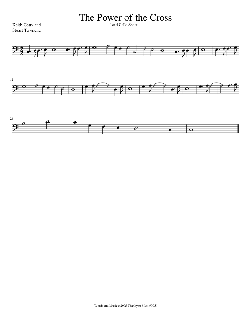 The Power of the Cross (Cello) Sheet music for Piano (Solo) | Musescore.com