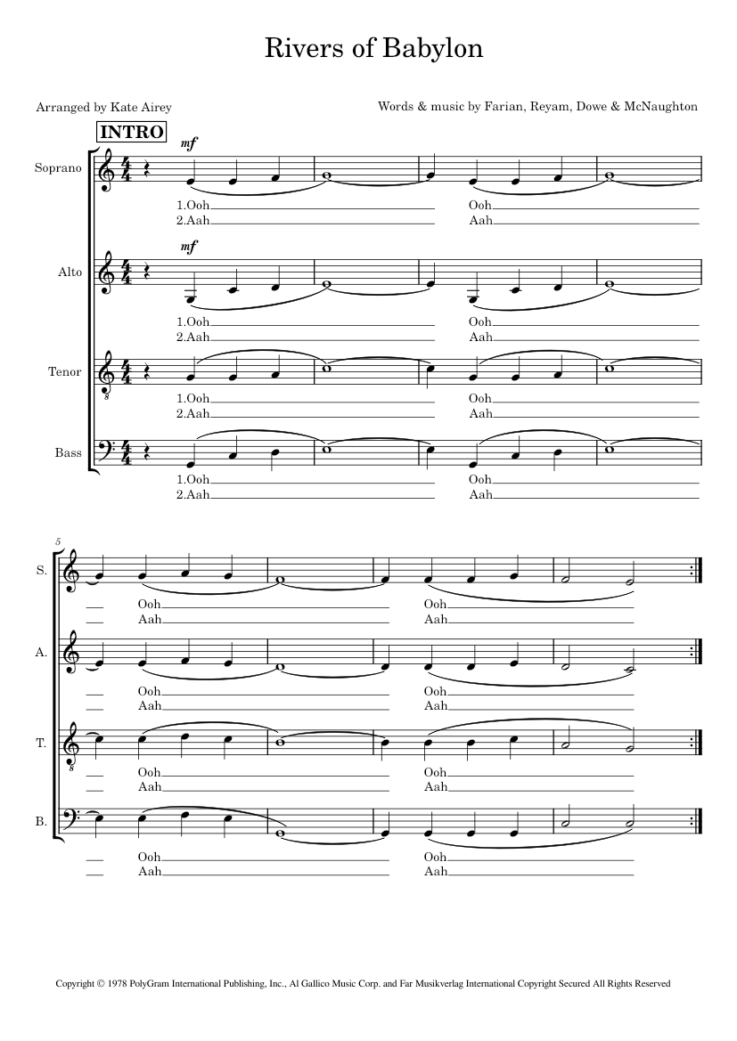 Rivers of babylon – Boney M. Rivers of Babylon - SATB Choir Sheet Music ...