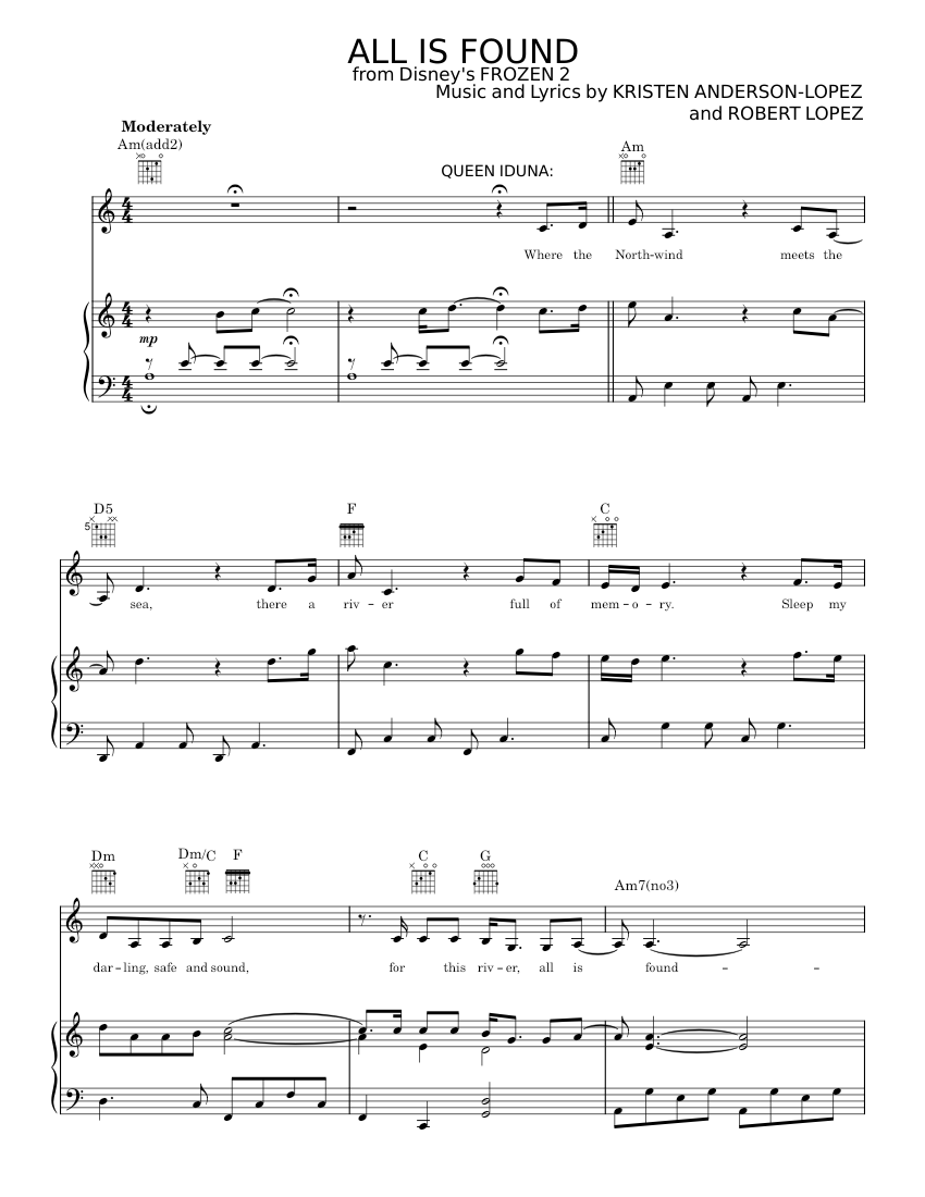 All is Found - Kristen Anderson-Lopez & Robert Lopez Sheet music for ...