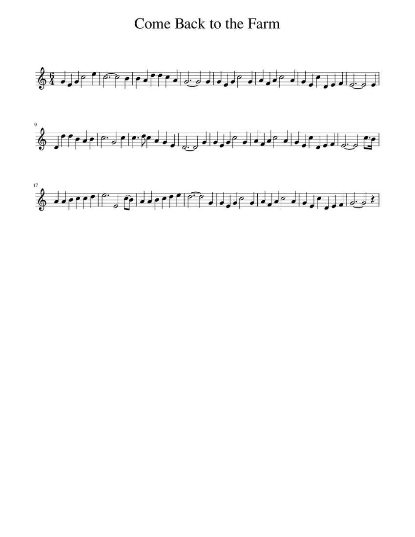 Come Back to the Farm Sheet music for Piano (Solo) Easy | Musescore.com