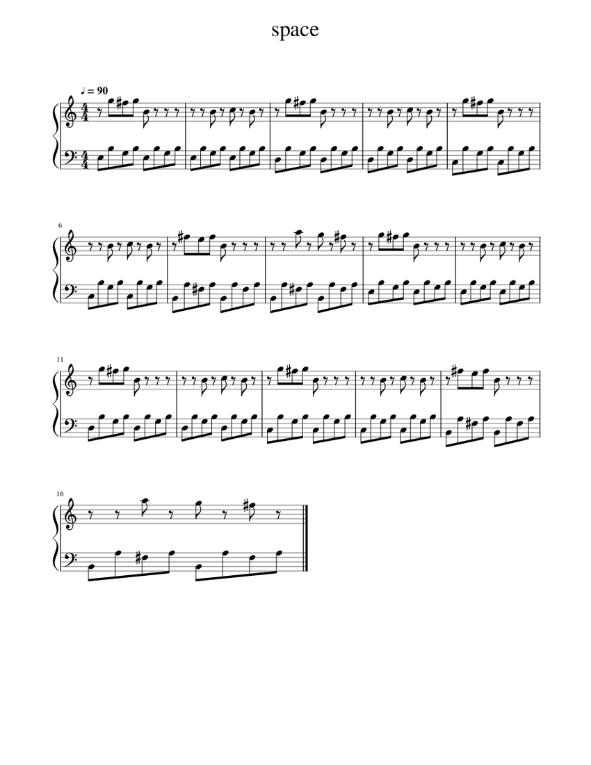 space Sheet music for Piano (Solo) Easy | Musescore.com