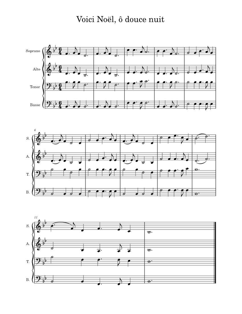 Voici Noël, ô douce nuit Sheet music for Piano (Choral) | Musescore.com