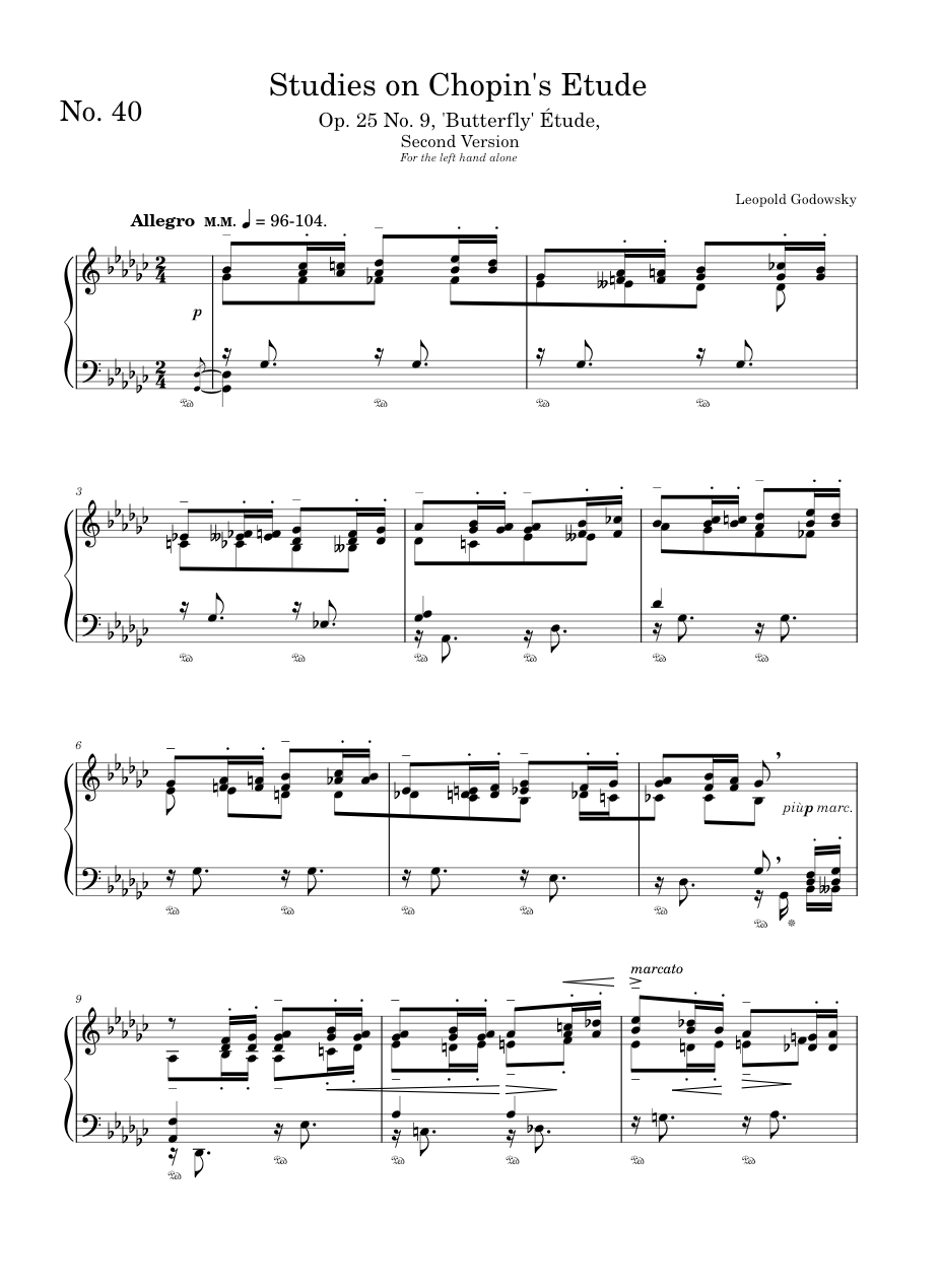 Study No. 40 on Chopin's Étude (Op. 25 No. 9) – Leopold Godowsky Sheet music for Piano (Solo ...