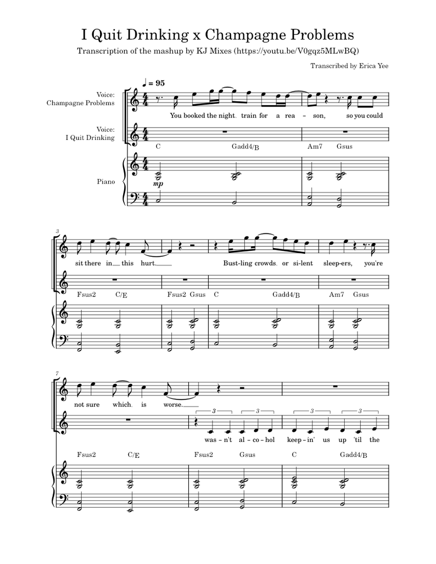I Quit Drinking x Champagne Problems - Taylor Swift Sheet music for ...