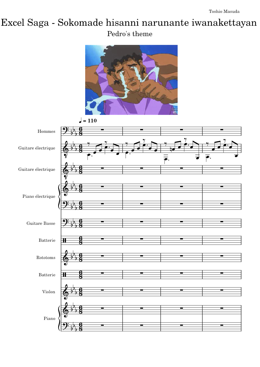 Excel Saga - Pedro's theme Sheet music for Piano, Male, Violin, Guitar ...