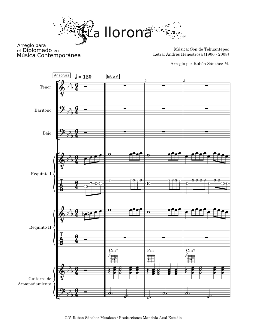 La llorona – Ángela Aguilar La llorona - con TABS Sheet music for Tenor ...