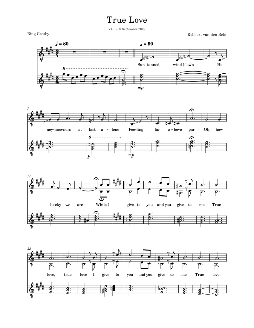 True Love - Bing Crosby Sheet music for Piano, Vocals (Mixed Duet ...