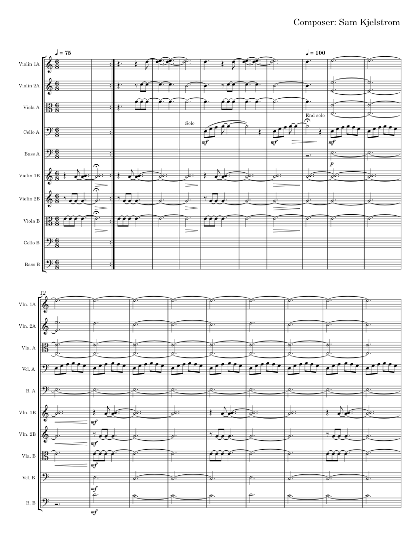 Symphony For 10 Strings Sheet music for Contrabass, Violin, Viola, Cello (String Ensemble ...