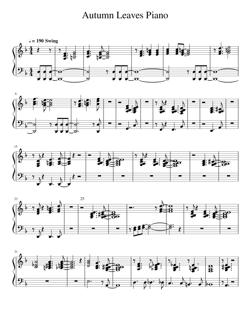 Autumn_Leaves_Piano Sheet music for Piano (Solo) | Musescore.com