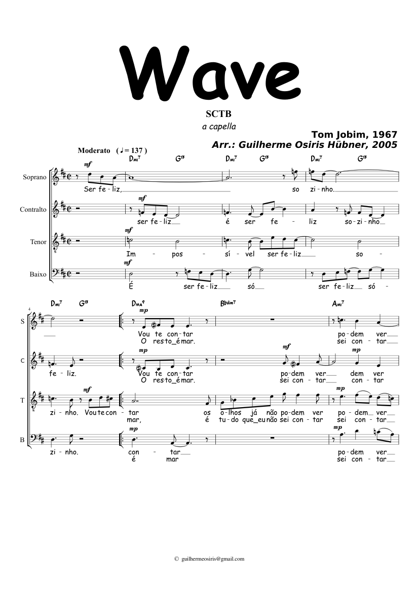 Wave Sheet music for Soprano, Alto, Tenor, Bass voice (Choral ...