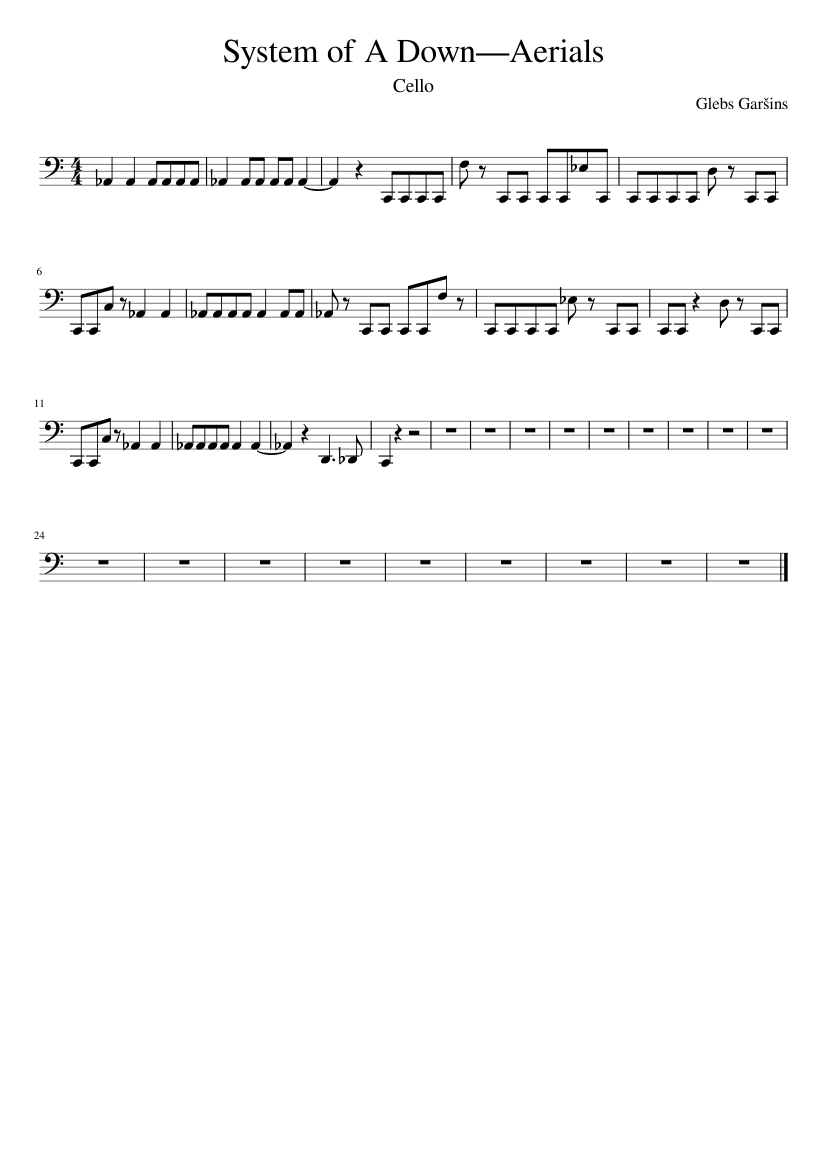 System of A Down Aerials Sheet music for Piano (Solo) Easy | Musescore.com
